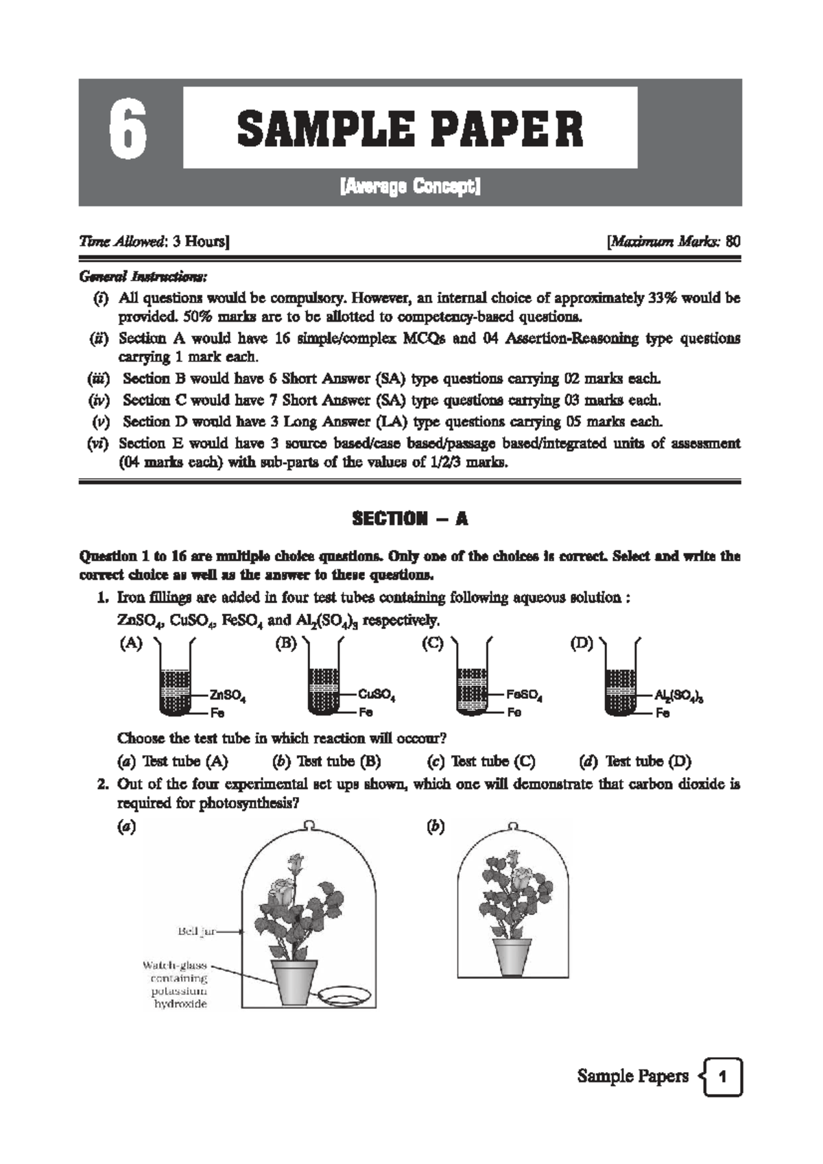 CBSE Sample Paper - KVS Class 10 Science Exam - Studocu