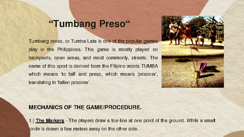 Tumbang Preso (Cultural Game) - Mechanics and Rules Explained - Studocu