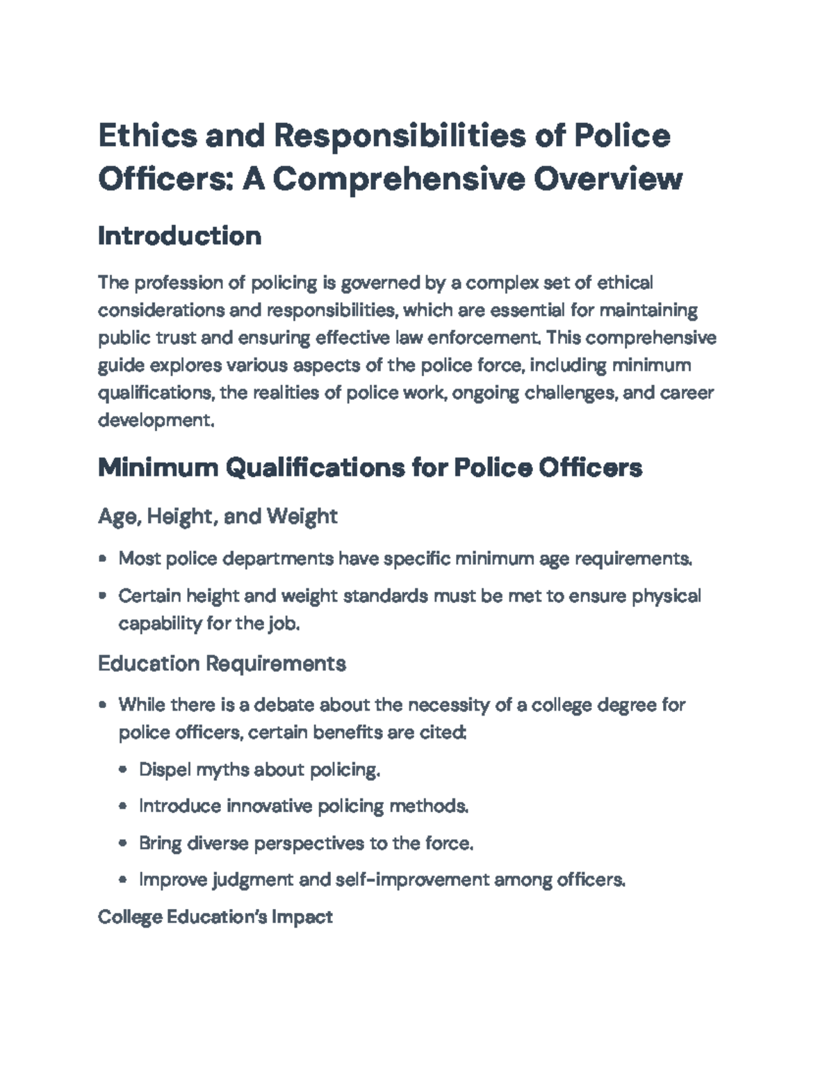Ethics and Responsibilities of Police Officers: An In-Depth Guide ...