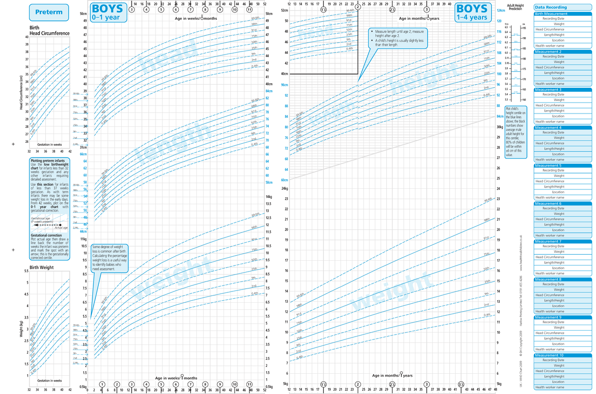Boys 0-4 Years Growth Chart: Head Circumference & Weight Data - Studocu