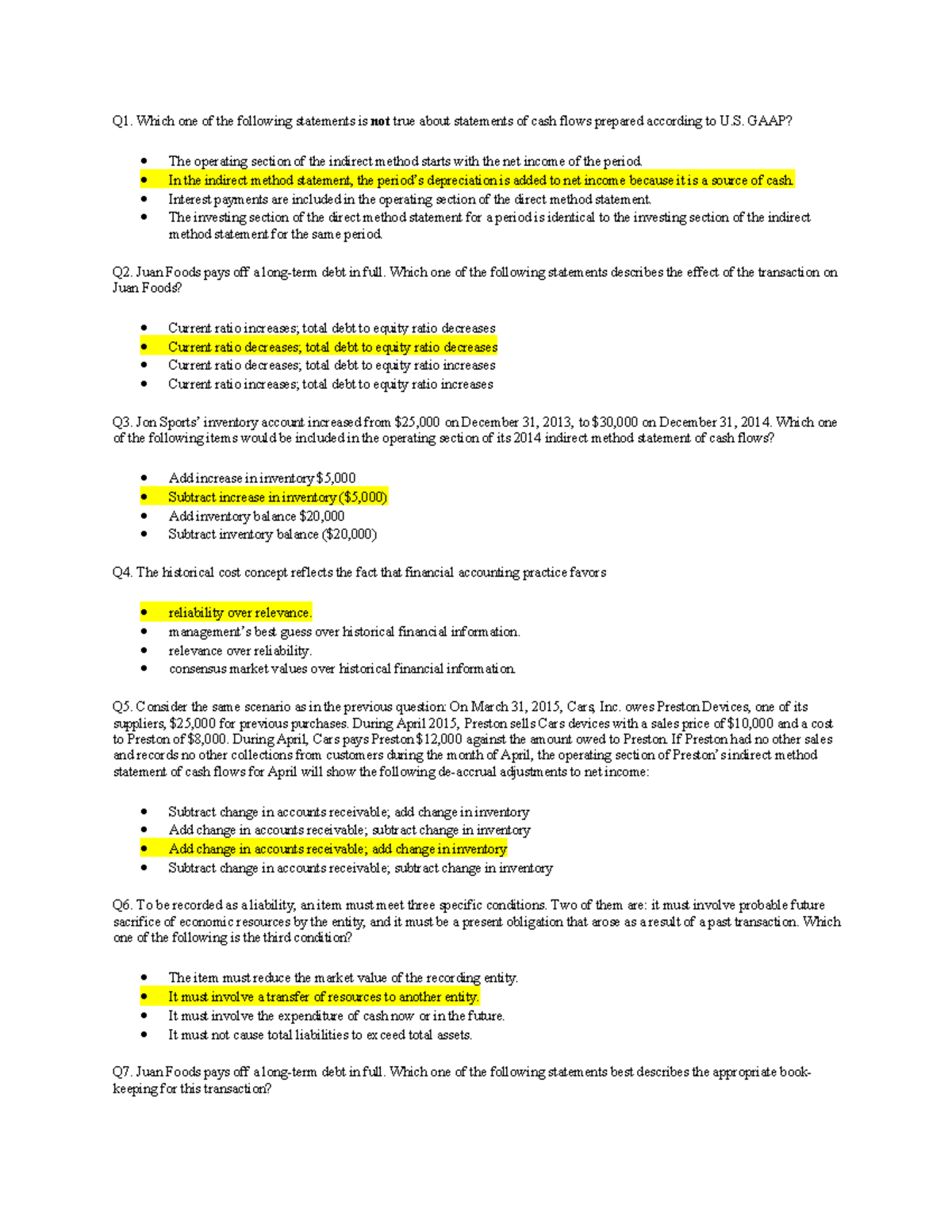 Intro to Accounting & Finance: Cash Flows & Financial Concepts Exam ...