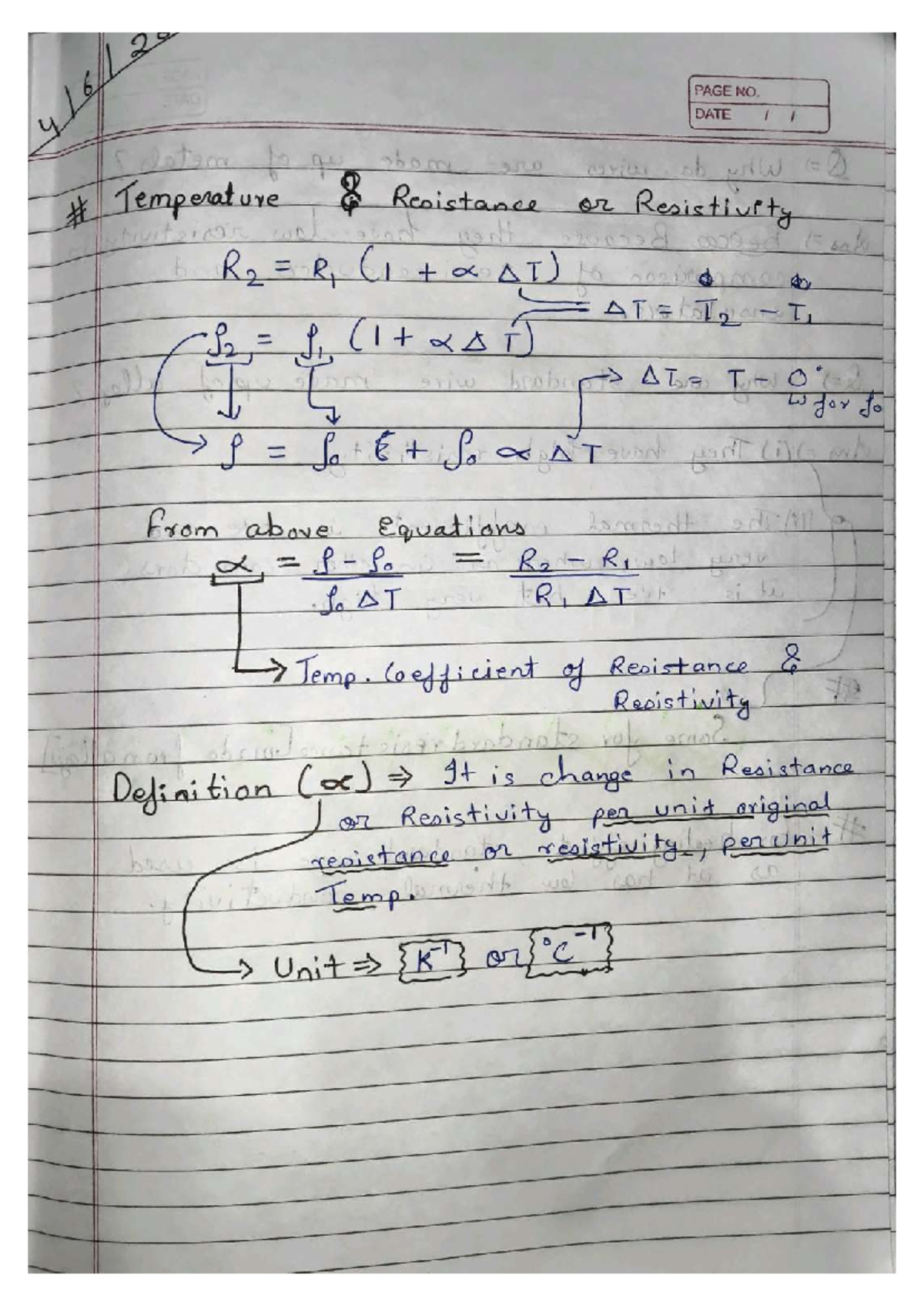 Chapter 3 Notes: Temperature Coefficient of Resistance and Alloys - Studocu