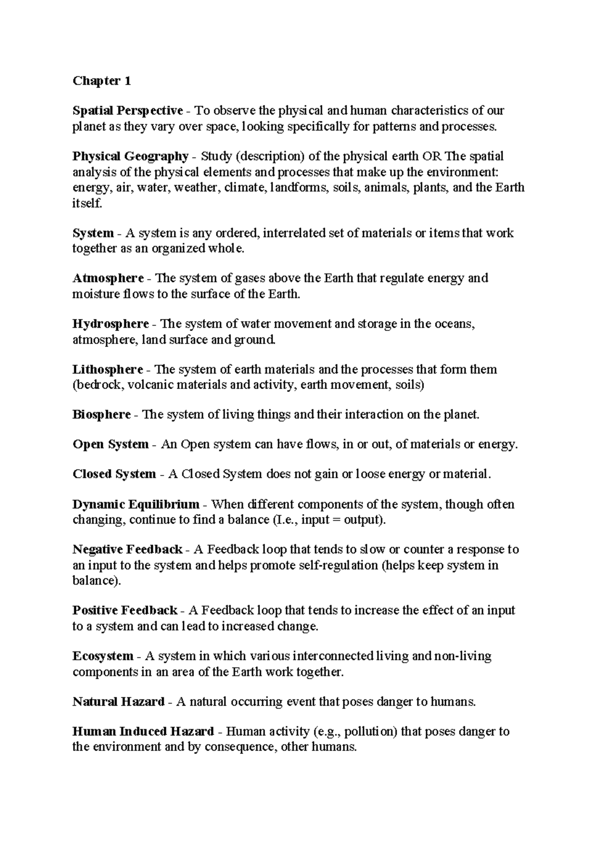 Chapter 1 - Spatial Perspective in Physical Geography (GEO101) - Studocu