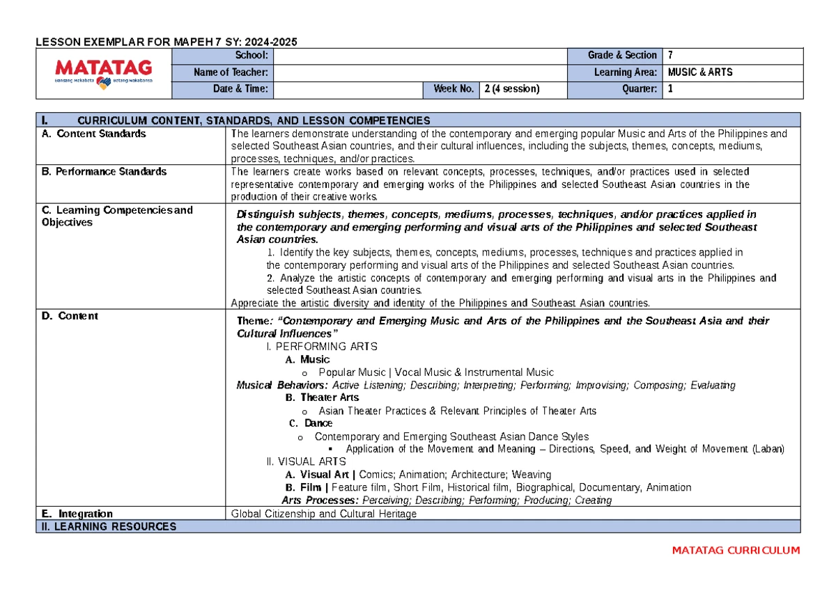 Lesson Exemplar TLE-ICT 7 Quarter 1 Week 5 - PILOT IMPLEMENTATION OF THE MATATAG K TO 10 ...