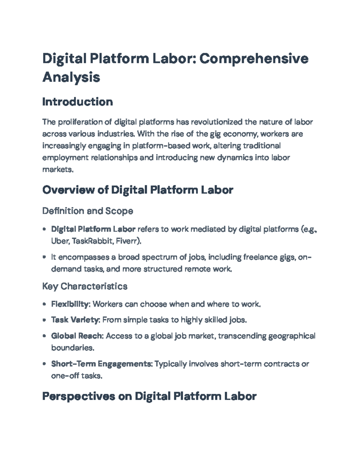 Digital Platform Labor: Insights and Implications for Workers and ...