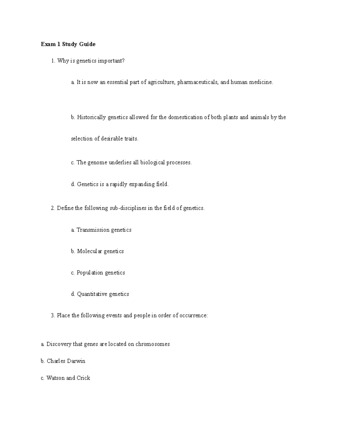 ANS 215 Exam 1 Comprehensive Study Guide on Genetics - Studocu