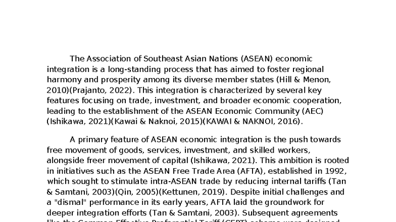 ASEAN Economic Integration: Key Features and Challenges - Studocu