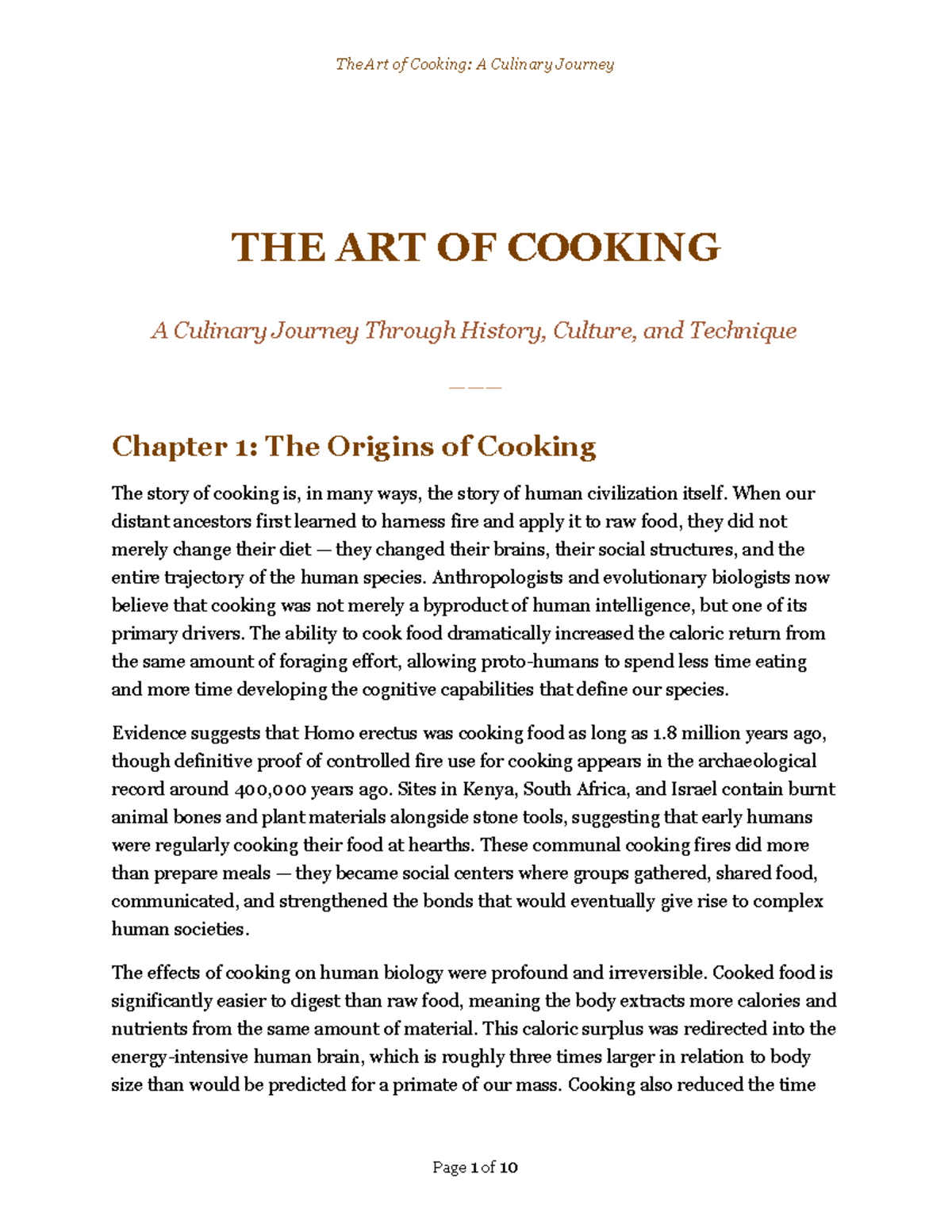 Culinary Journey: The Art of Cooking and Its Cultural Impact - Studocu