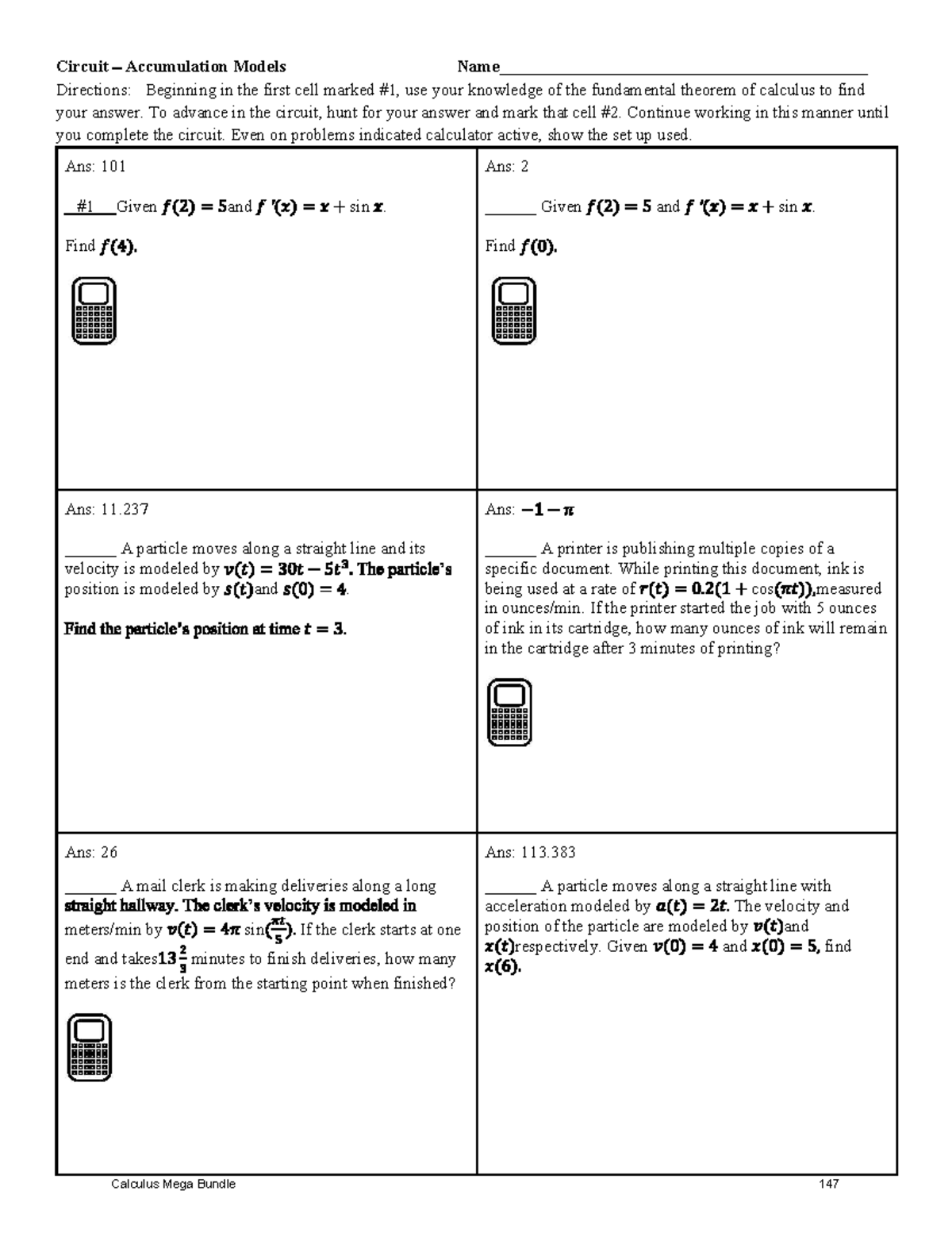 Circuit Accumulation Models: Calculus Mega Bundle 147 - Studocu