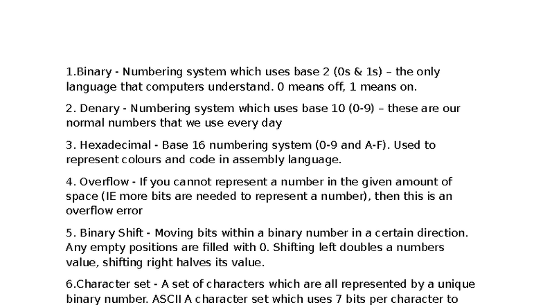 CS101: Overview of Numbering Systems and Data Representation - Studocu