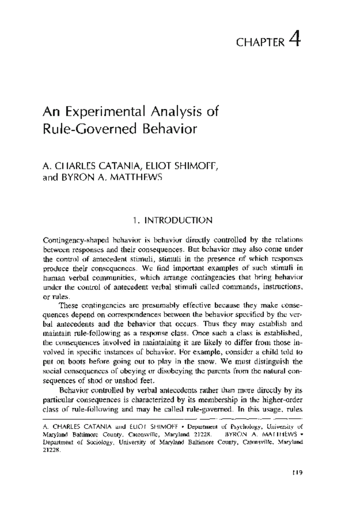 Analysis of Rule-Governed Behavior in Reinforcement Schedules (PSYC 101 ...