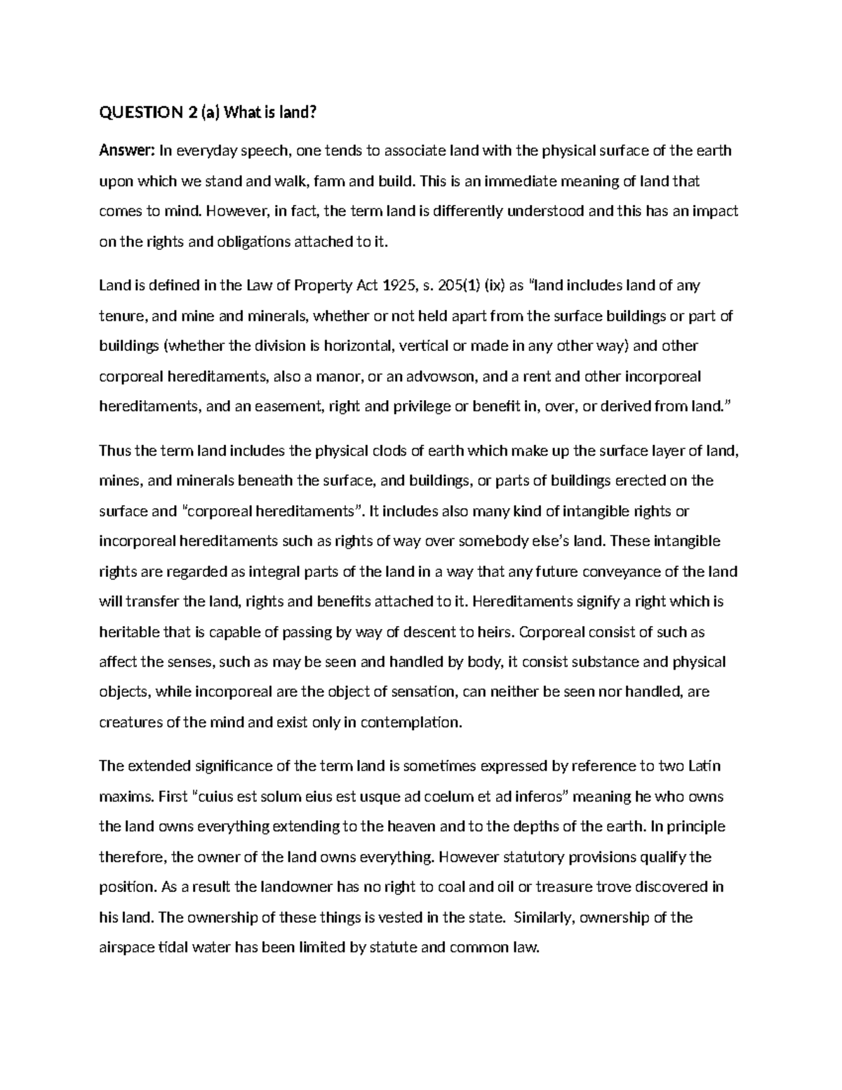 Land Law Lecture Notes: Understanding Corporeal & Incorporeal ...