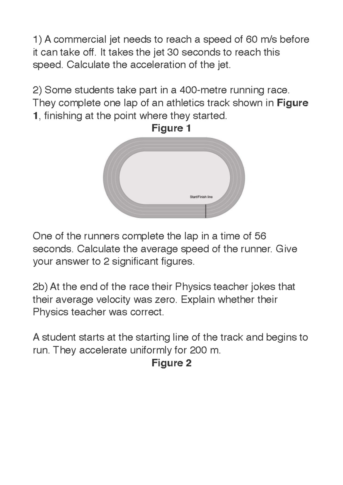 Physics 12 Hw Acceleration Speed And Motion Calculations Studocu