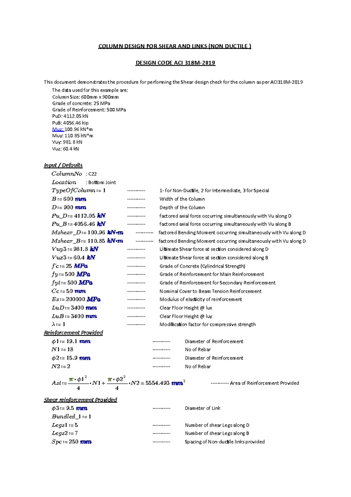 ACI 318M-2019 Non-Ductile Column Shear Design Guide - Studocu