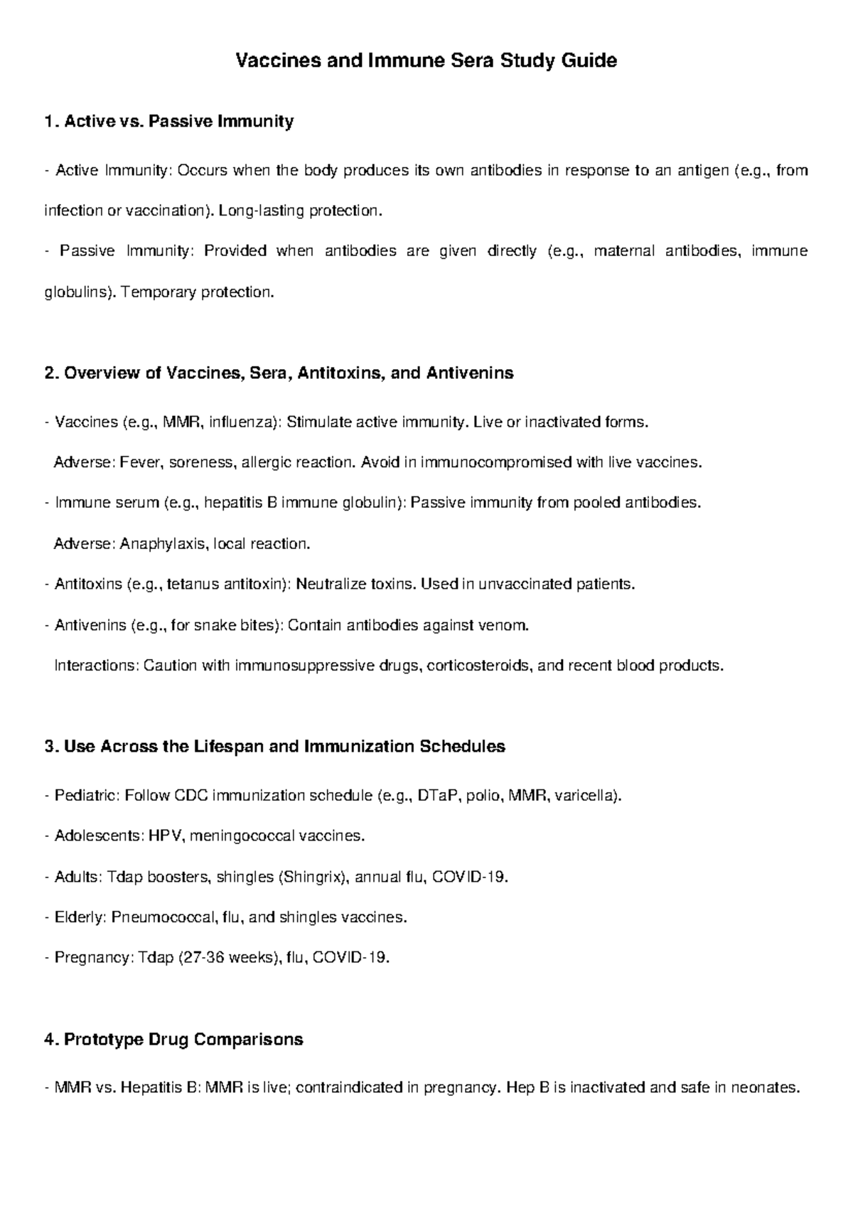 Immunization Study Guide: Active vs. Passive Immunity Overview - Studocu