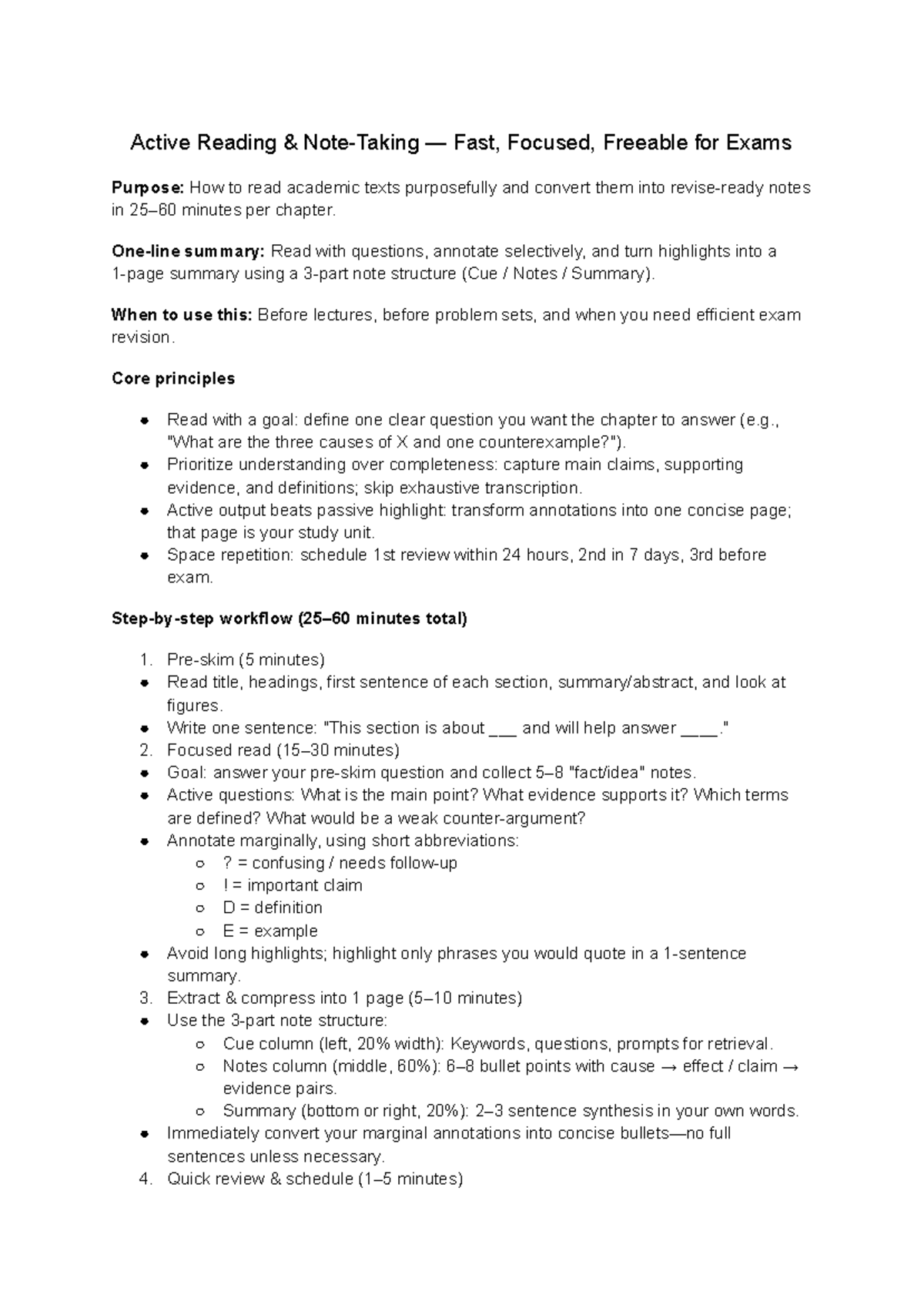 Active Reading & Note-Taking Strategies for Exams: Fast & Focused - Studocu