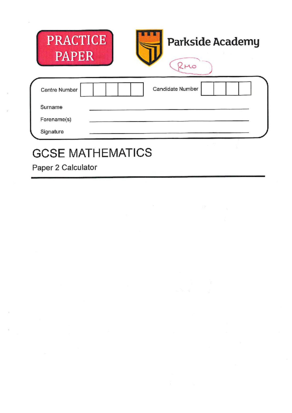 RMO 2025 GCSE Mathematics Paper 2 Solutions - Studocu