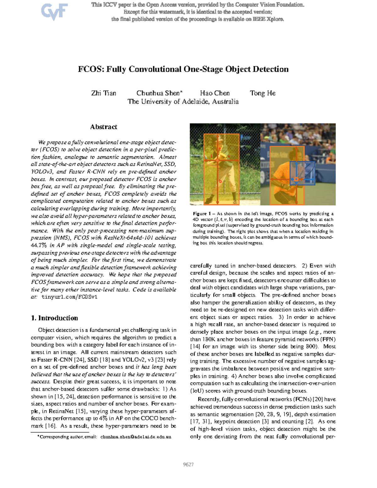 FCOS: Fully Convolutional One-Stage Object Detection (ICCV 2019) - Studocu