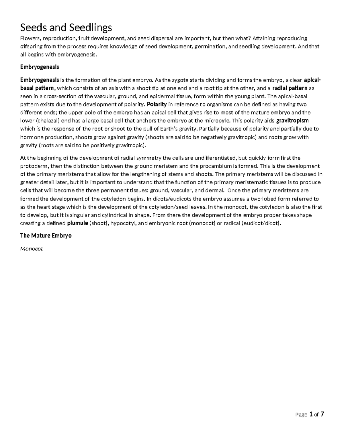 Understanding Seed Development, Germination, and Seedling Growth (AGRI ...