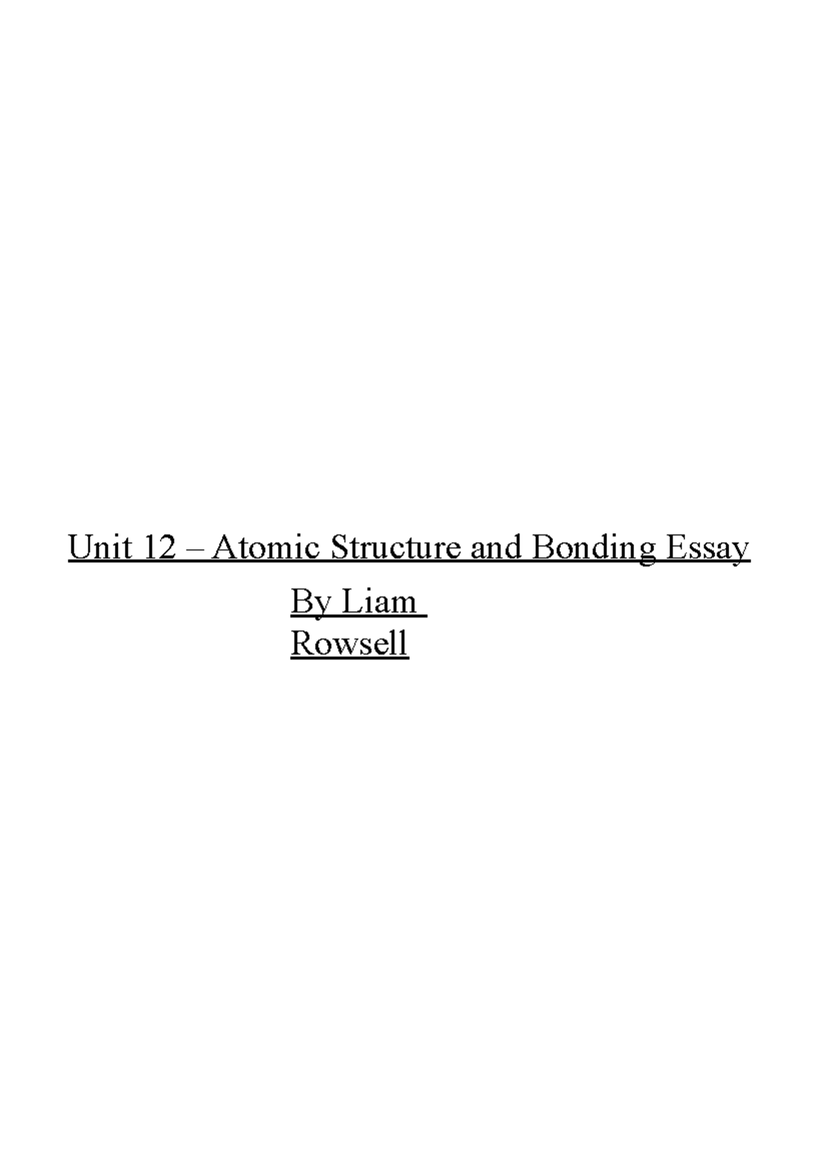 Unit 12: Atomic Structure and Bonding - Comprehensive Essay Analysis ...