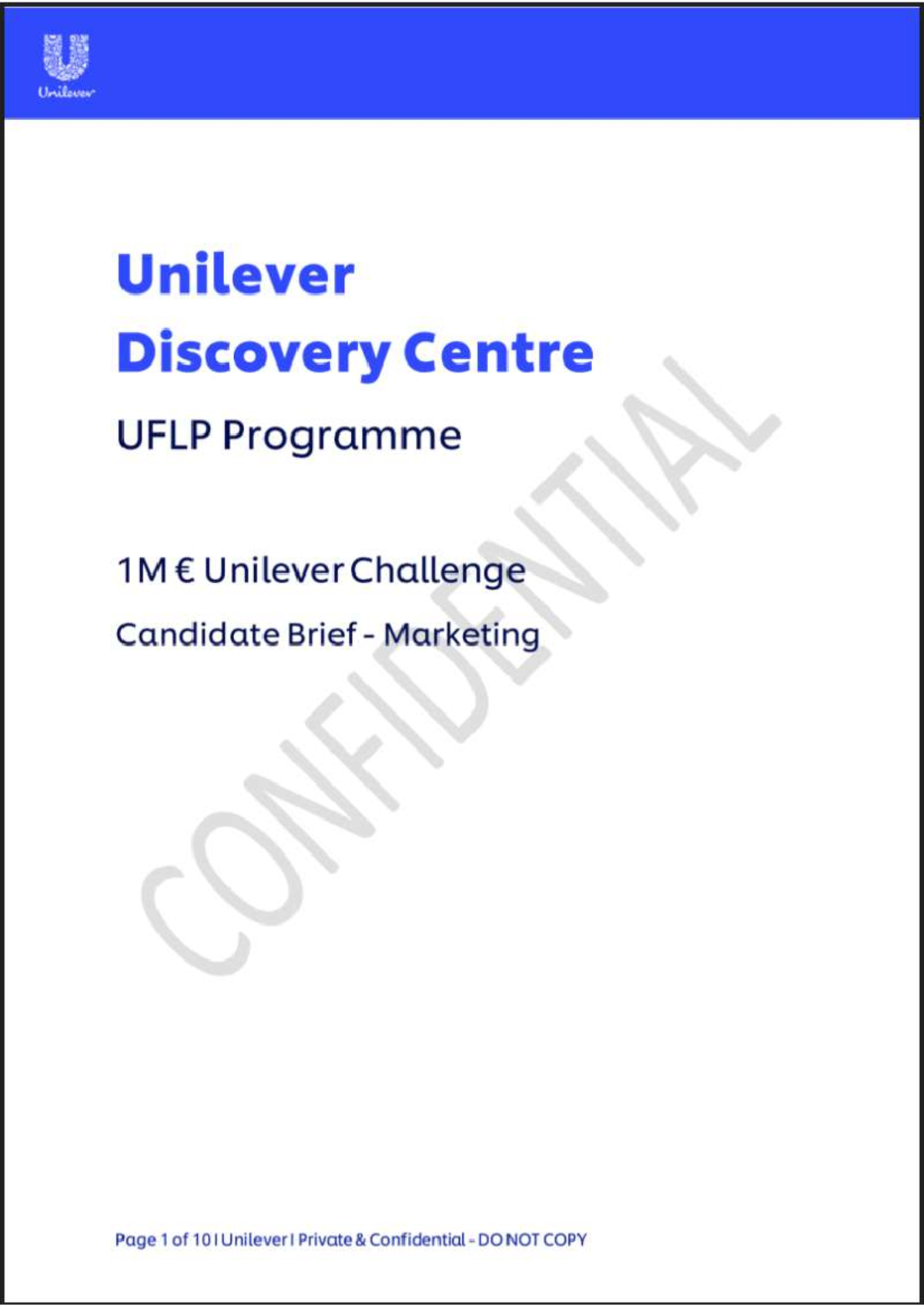 Unilever Discovery Centre UFLP Challenge Candidate Brief - Studocu