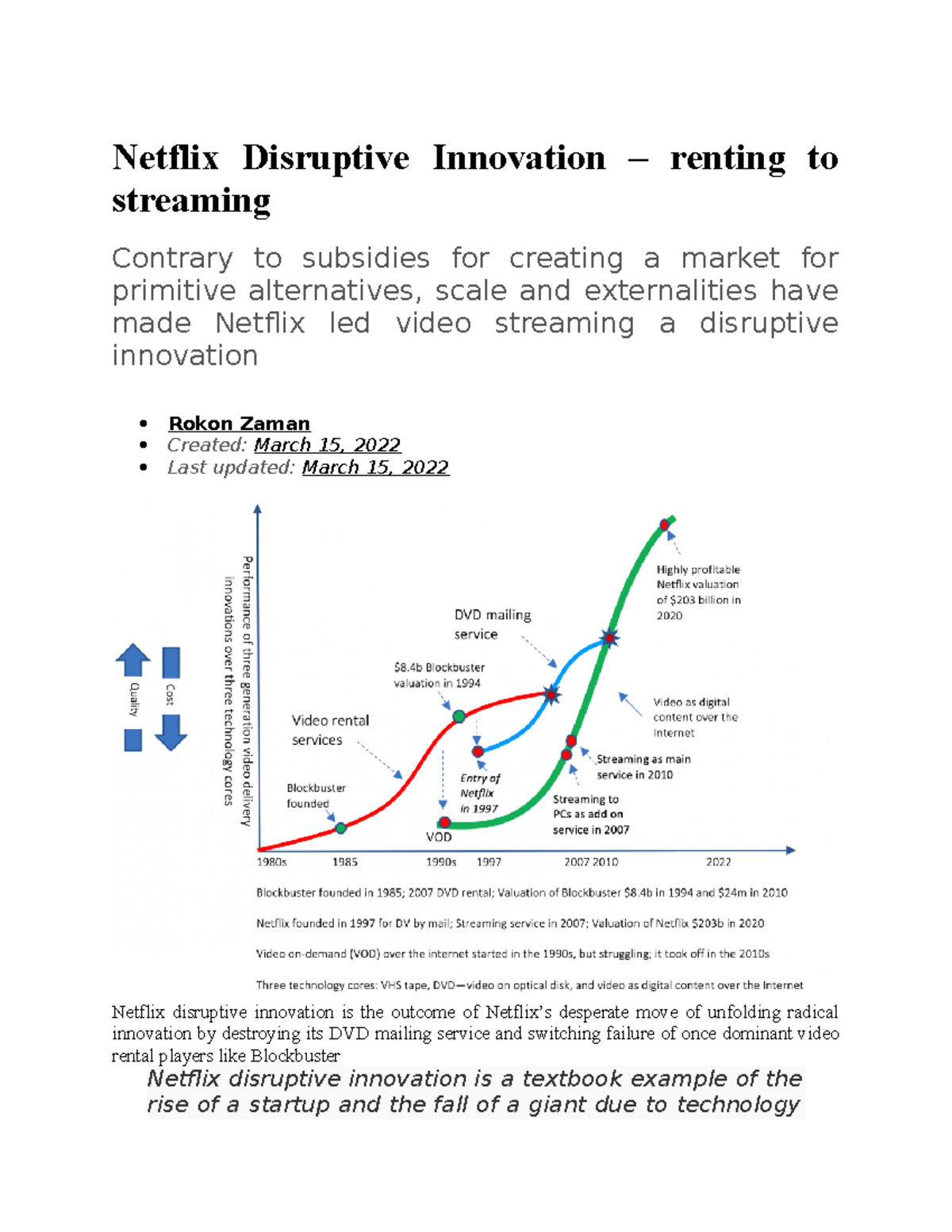 Netflix's Disruptive Innovation: From DVD Rentals to Streaming - Studocu