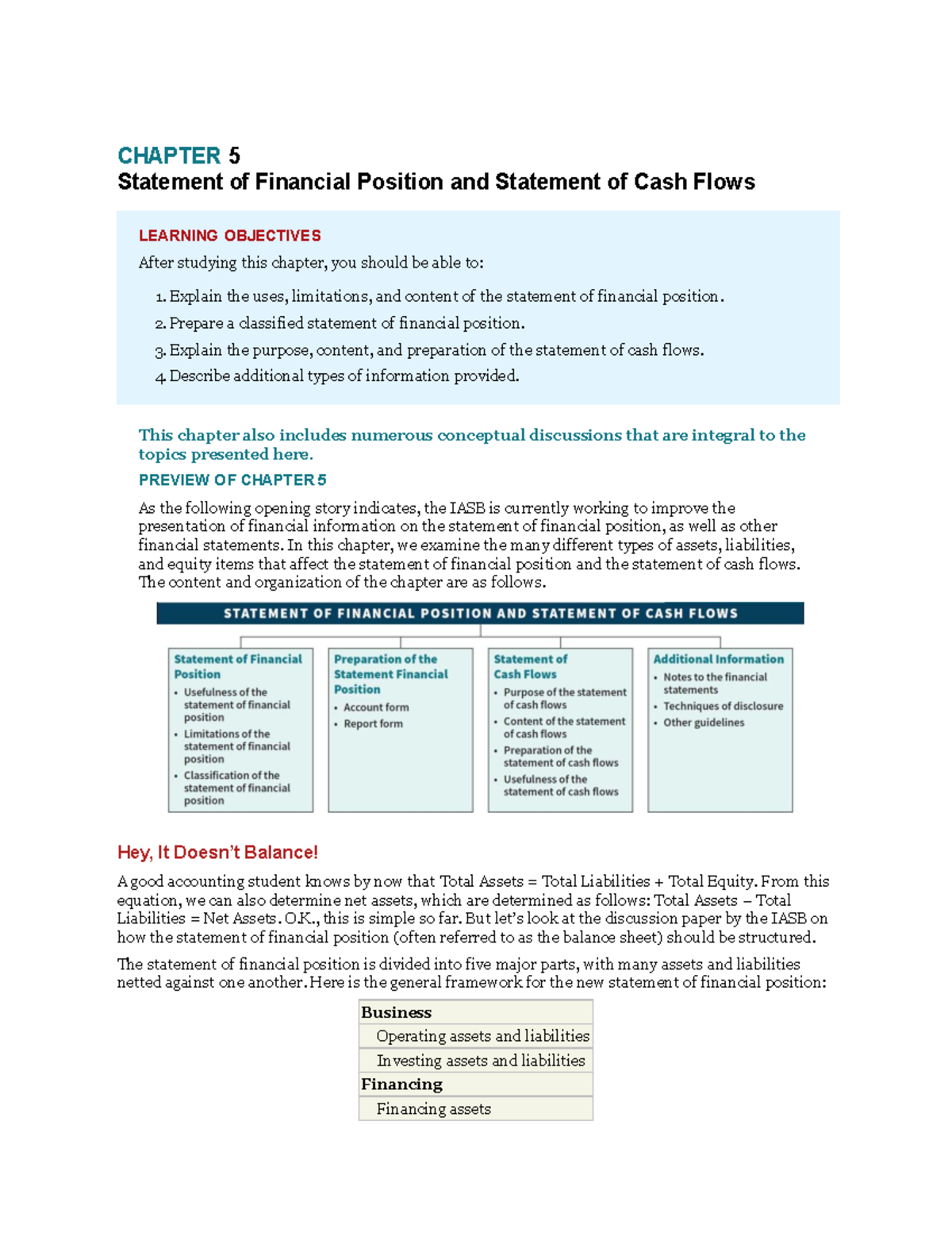 CHAPTER 5: Financial Position & Cash Flows Overview (ACCT 101) - Studocu