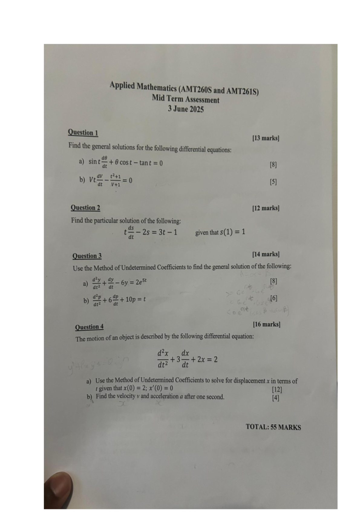 AMT260S & AMT261S Midterm Assessment 3 Solutions - June 2025 - Studocu