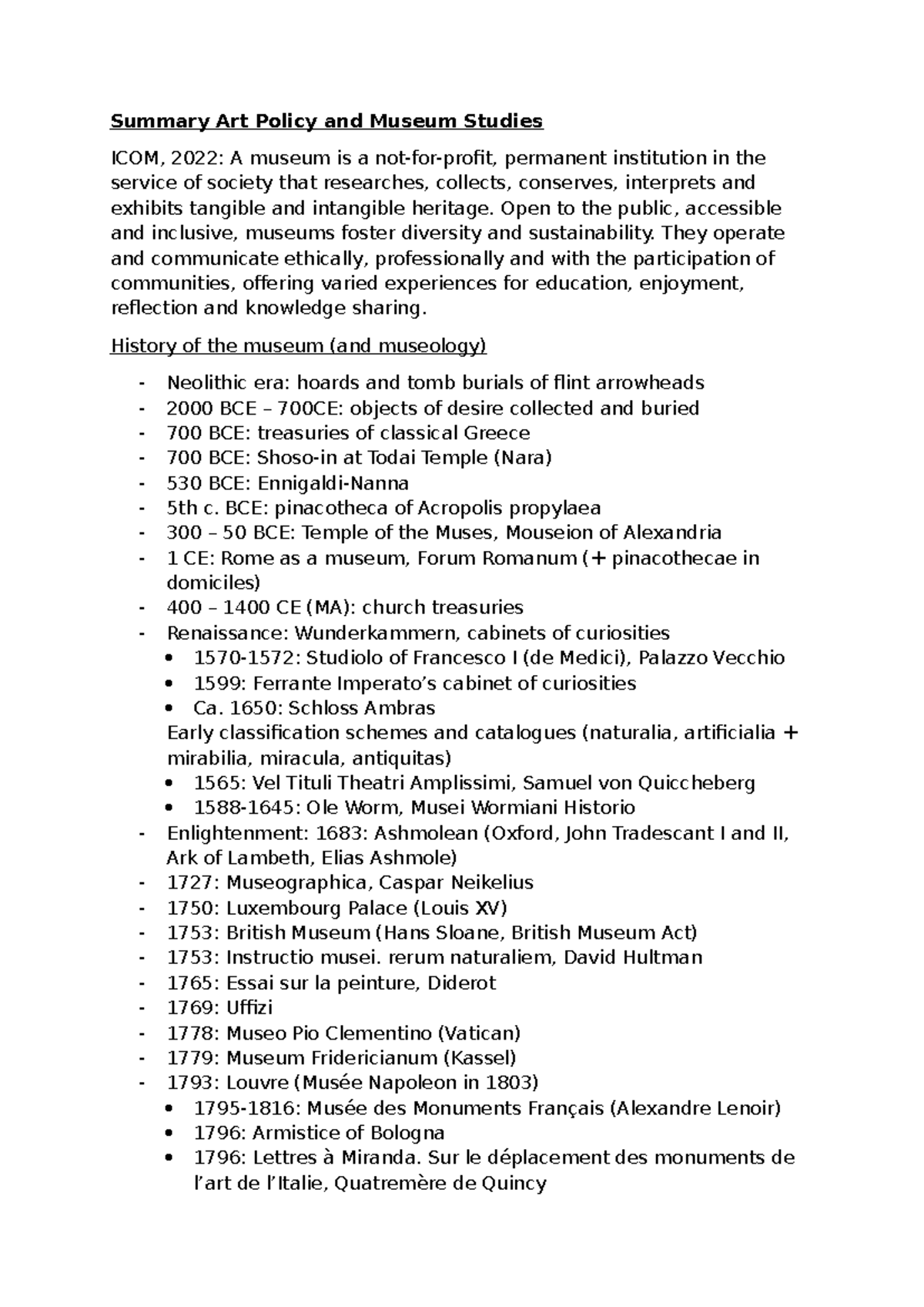 Samenvatting Kunstbeleid en Museumstudies ICOM, 2022 - Studocu