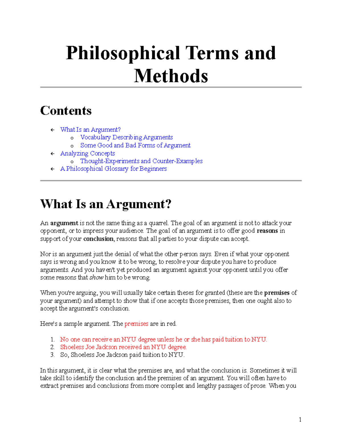 1 Pryor Philosophical Terms & Methods: Understanding Arguments and ...