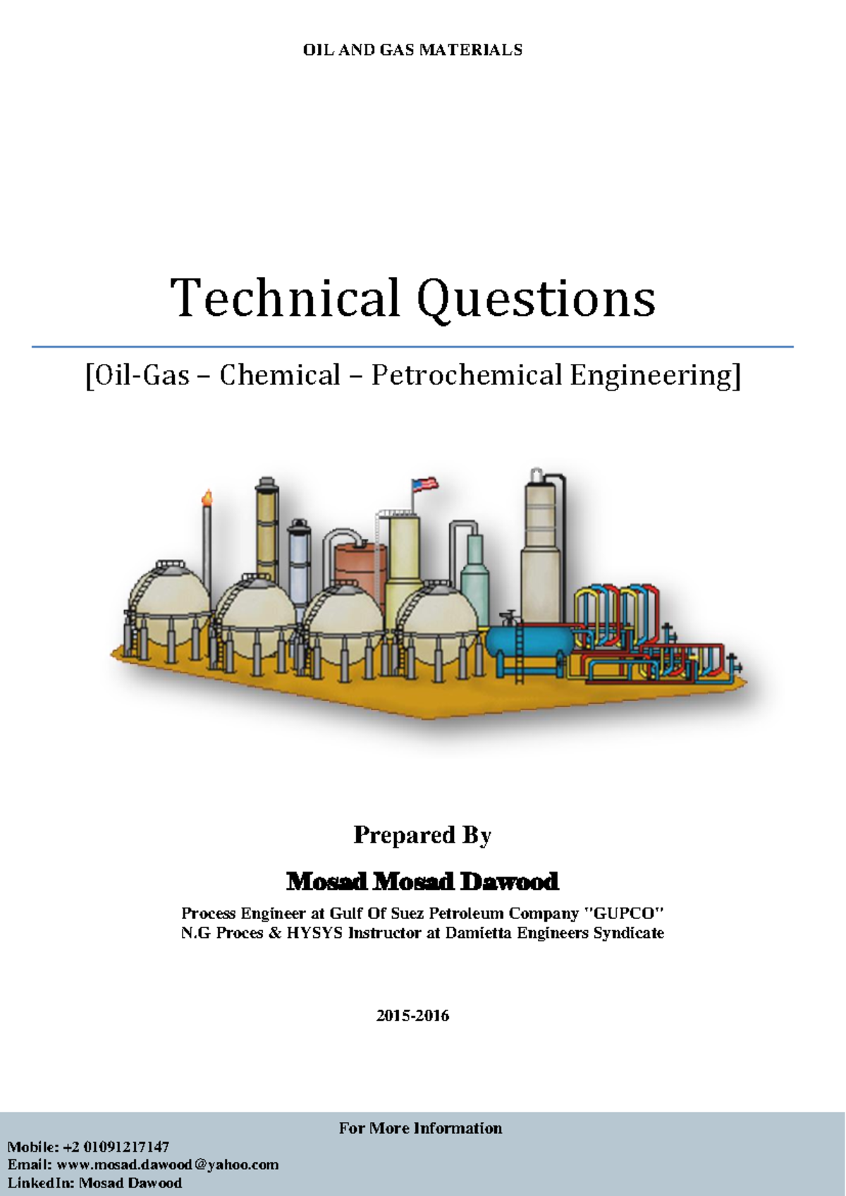 Technical Questions in Oil-Gas & Petrochemical Engineering [ENG401 ...