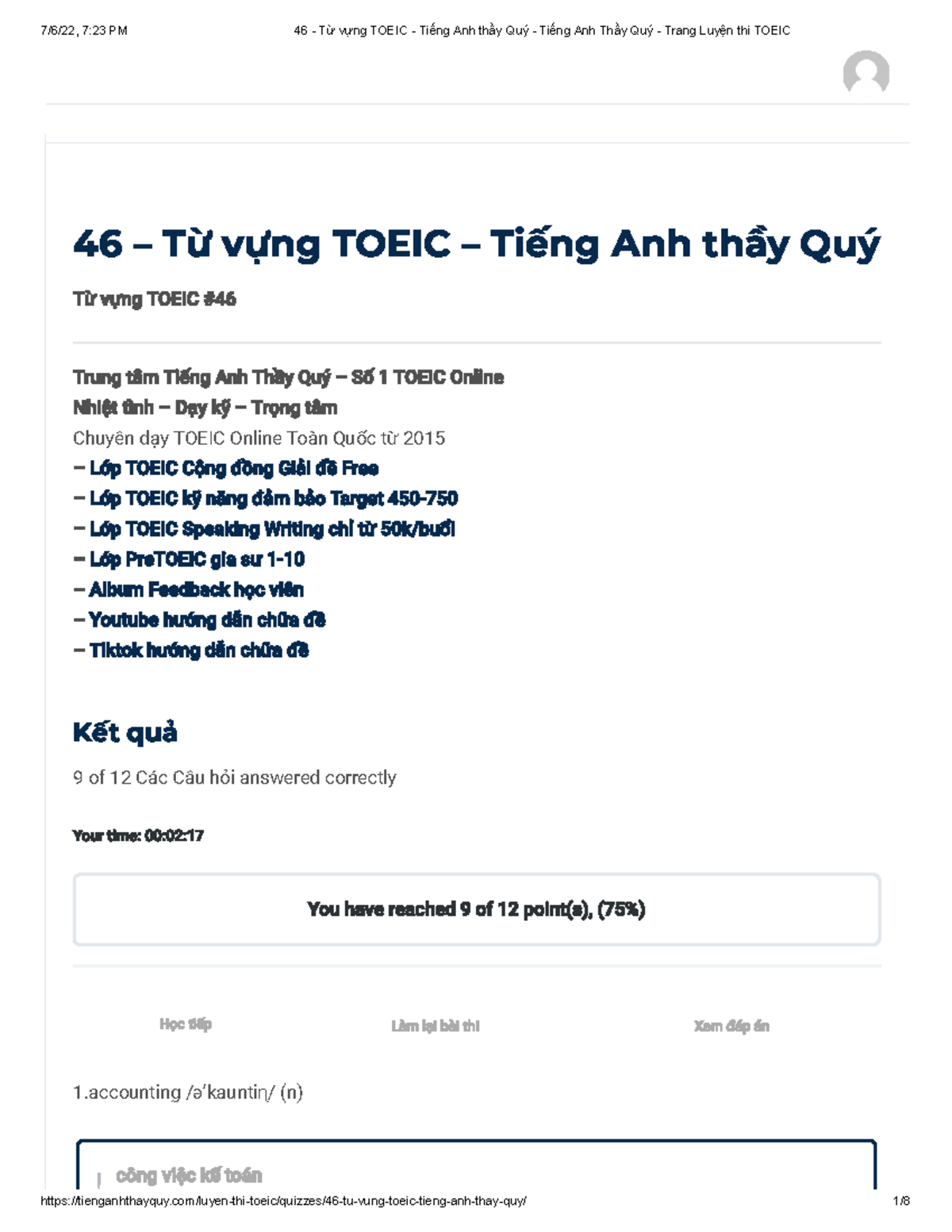 46 - Từ vựng Toeic - Tiếng Anh thầy Quý - Tiếng Anh Thầy Quý - Trang Luyện thi Toeic - 46 – Từ ...