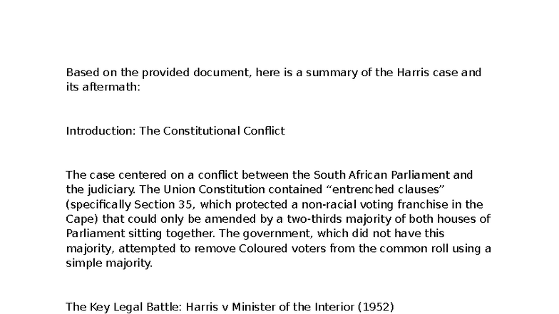 Harris Case Analysis: Constitutional Conflict & Aftermath (Case Study ...