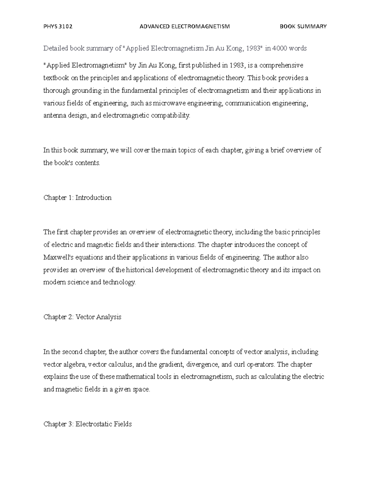 Detailed book summary of Applied Electromagnetism - This book provides ...