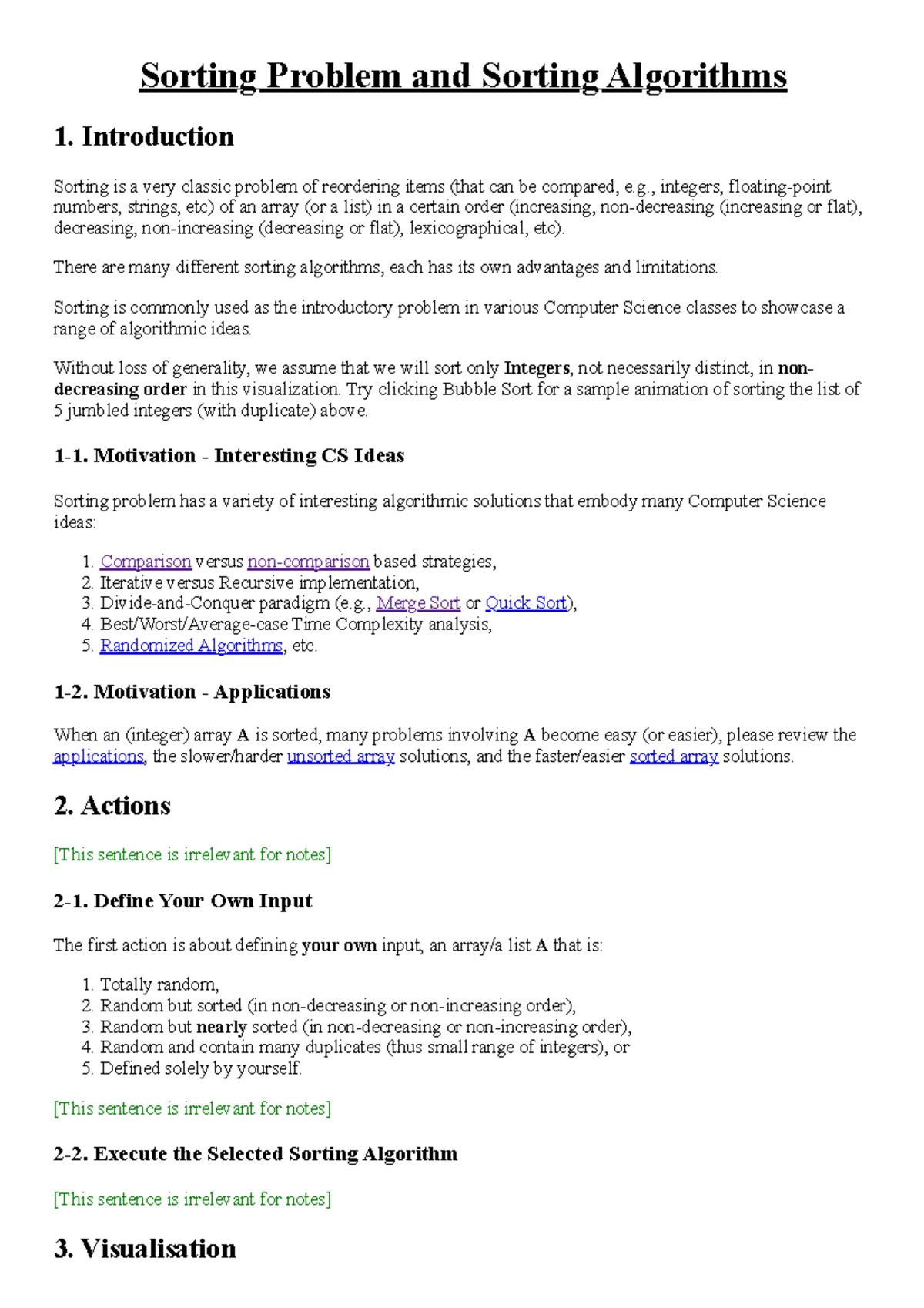 Sorting Problem and Algorithms: A Comprehensive Overview - Studocu
