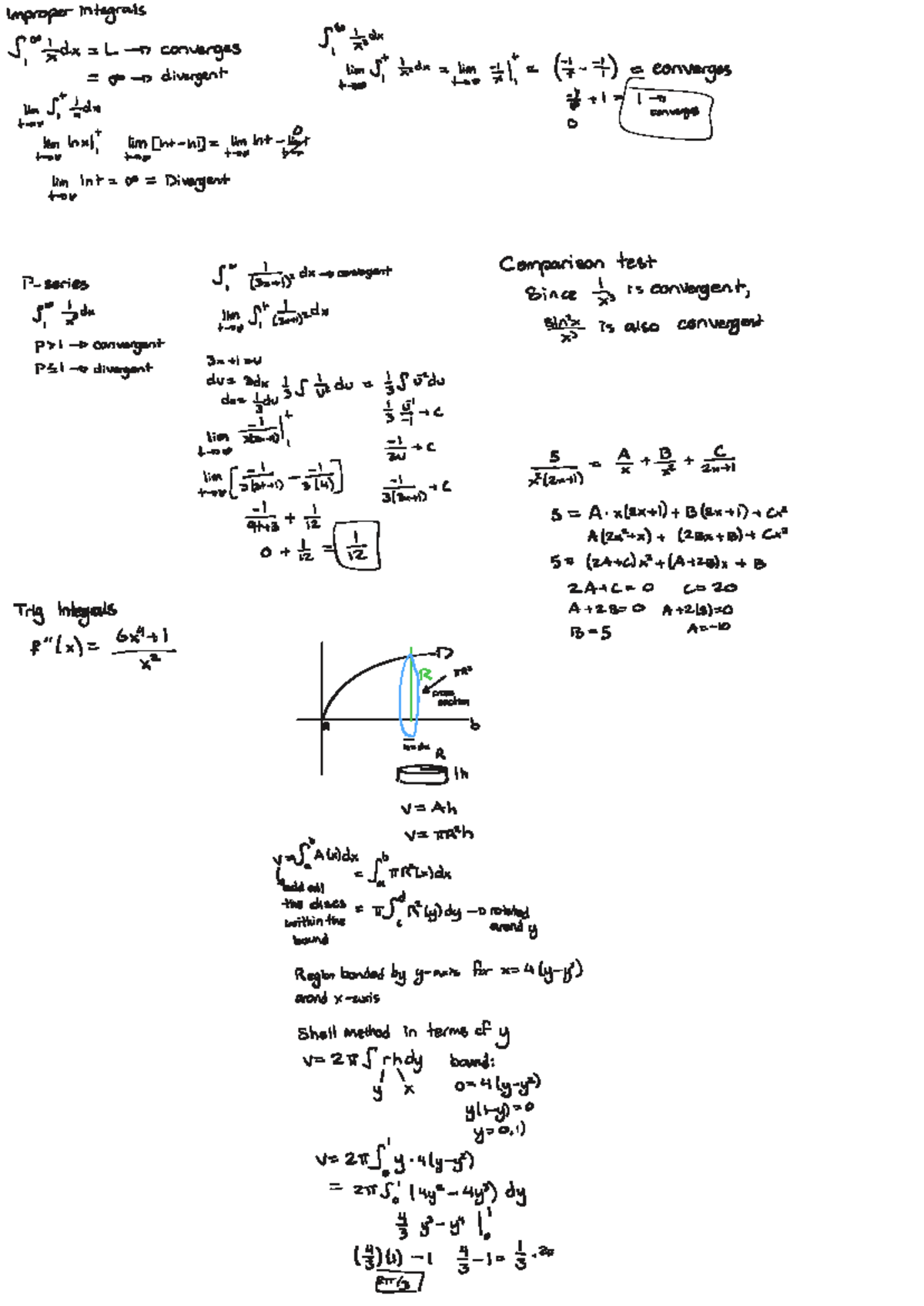 Improper Integrals - Practice Notes for Math 101 - Studocu