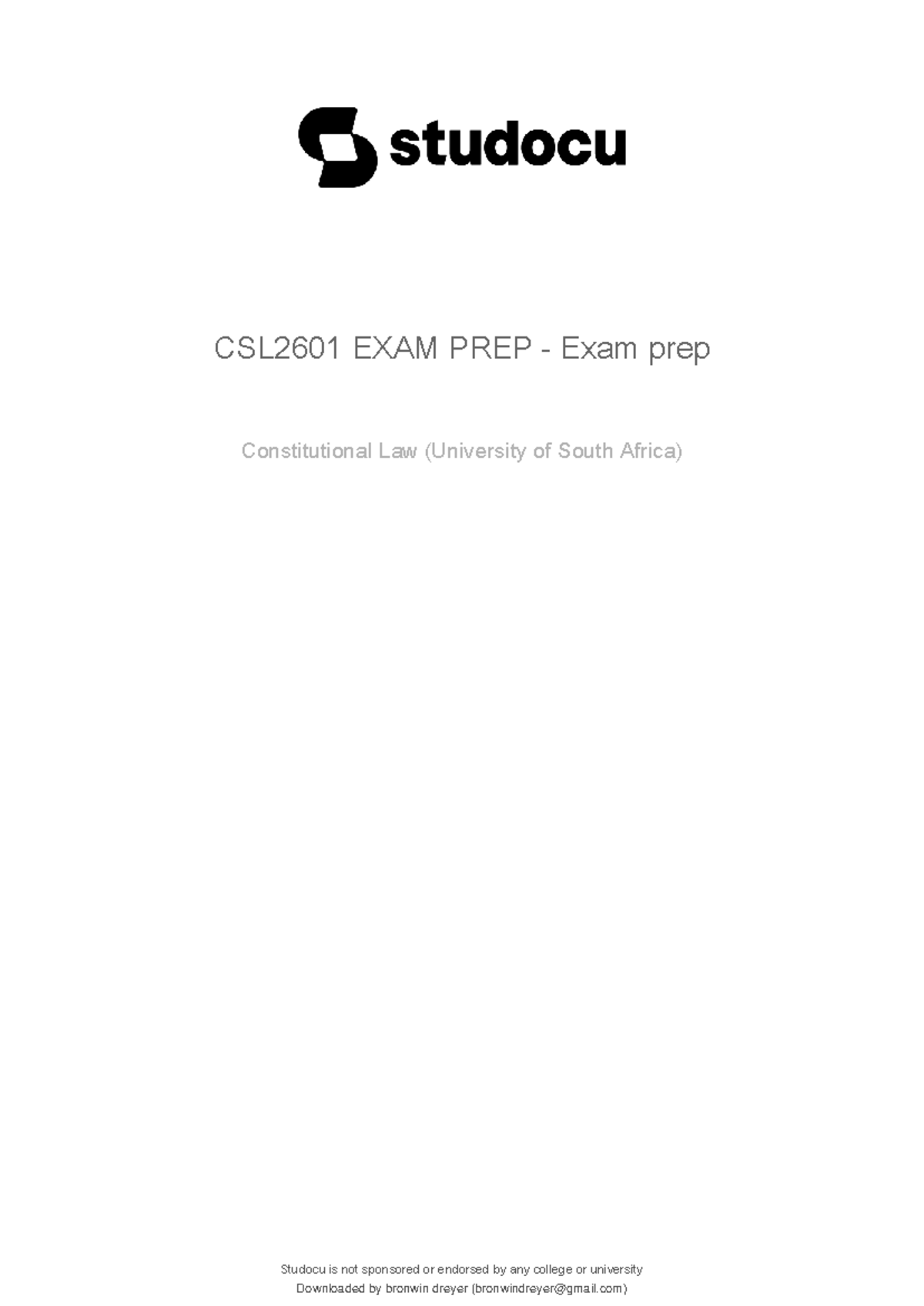 CSL2601 Constitutional Law Exam Preparation Notes - Studocu