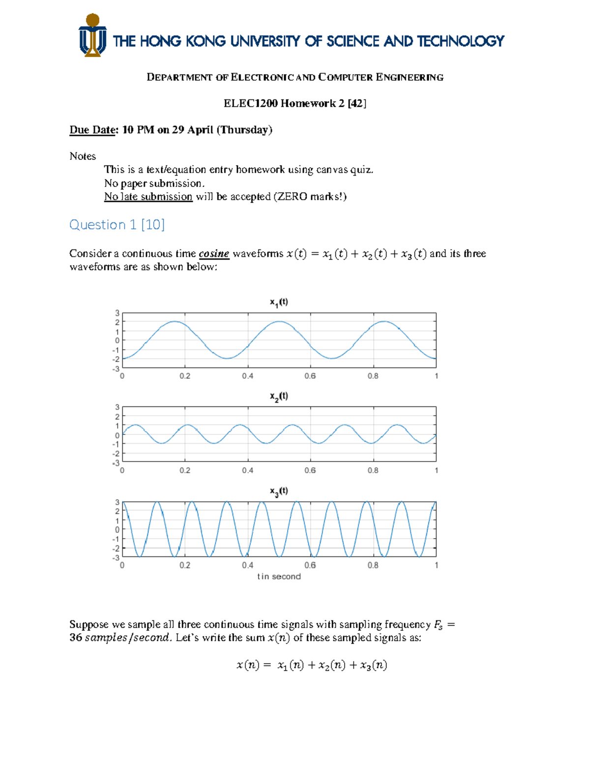 ELEC1200 A System View of Communications: from Signals to Packets ...