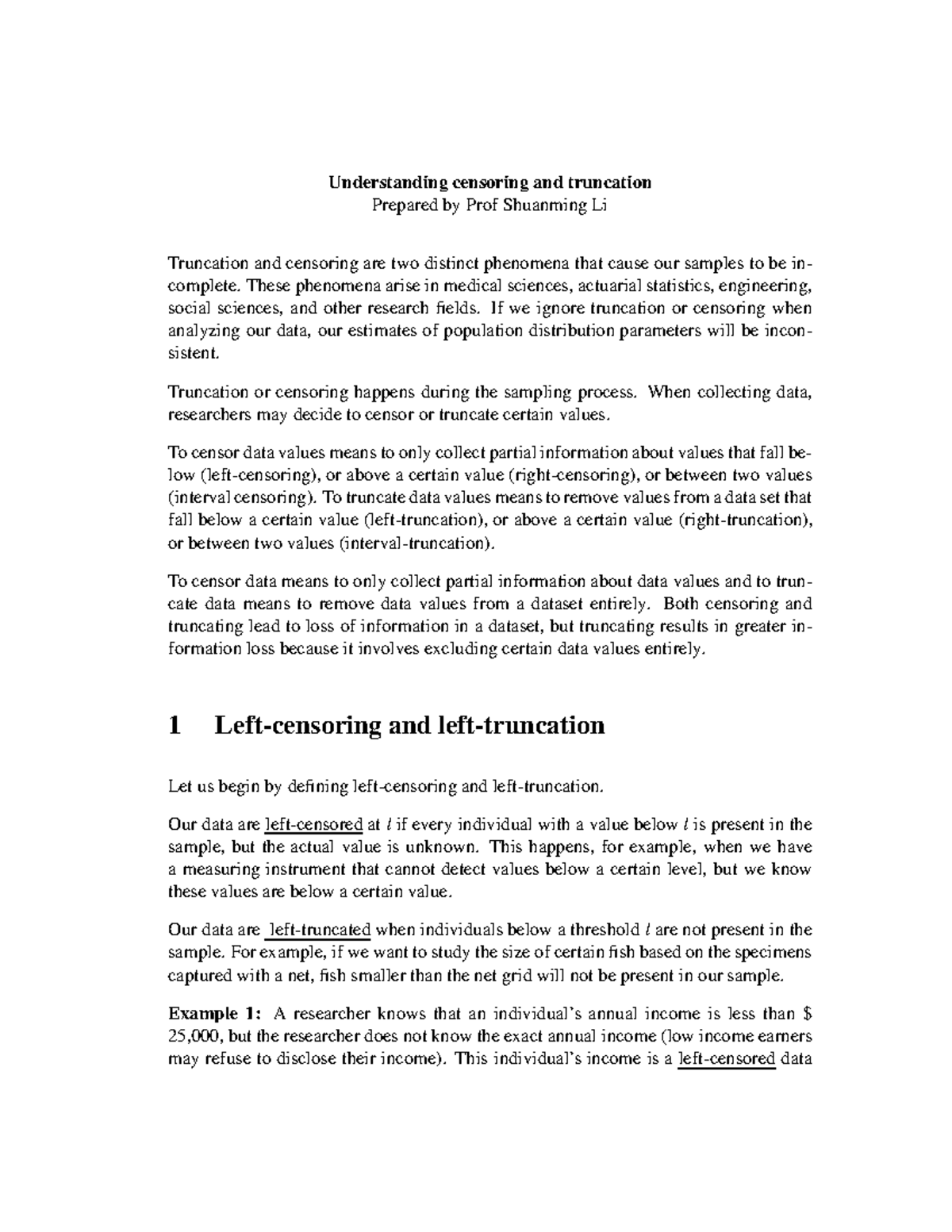 Censoring vs Truncation: Key Concepts and Examples (STAT 2025) - Studocu