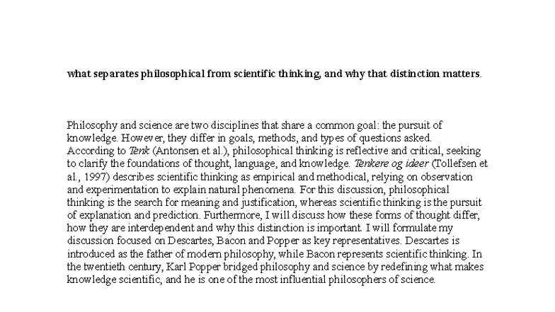 Philosophical vs. Scientific Thinking: Key Distinctions Explained - Studocu