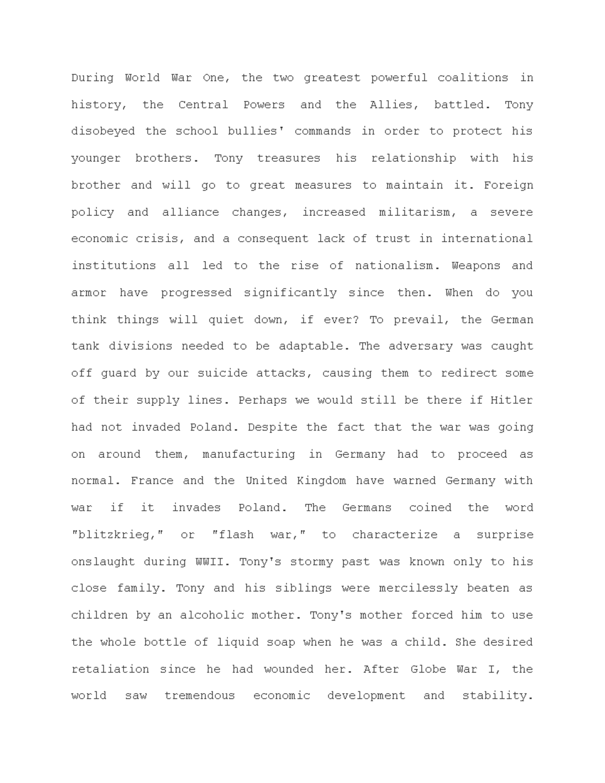 Loarni Plark Essay (17) - During World War One, the two greatest ...