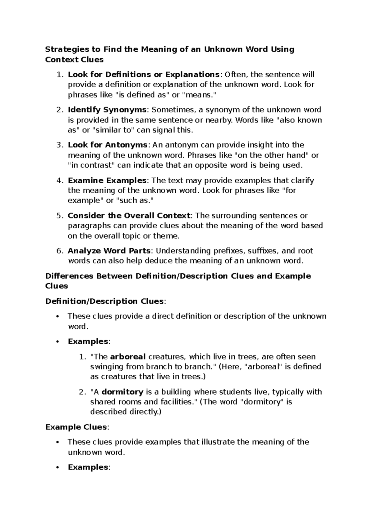 Strategies for Understanding Unknown Words Using Context Clues ...
