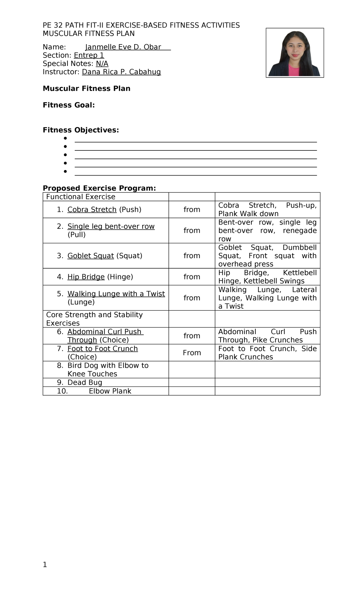 PE 32 muscular fitness plan and exercise routine for path activities ...