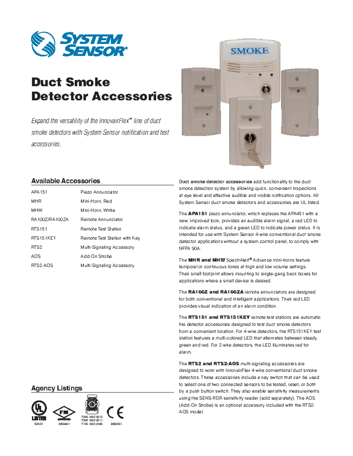 RTS151KEY Datasheet: Duct Smoke Detector Accessories Overview - Studocu