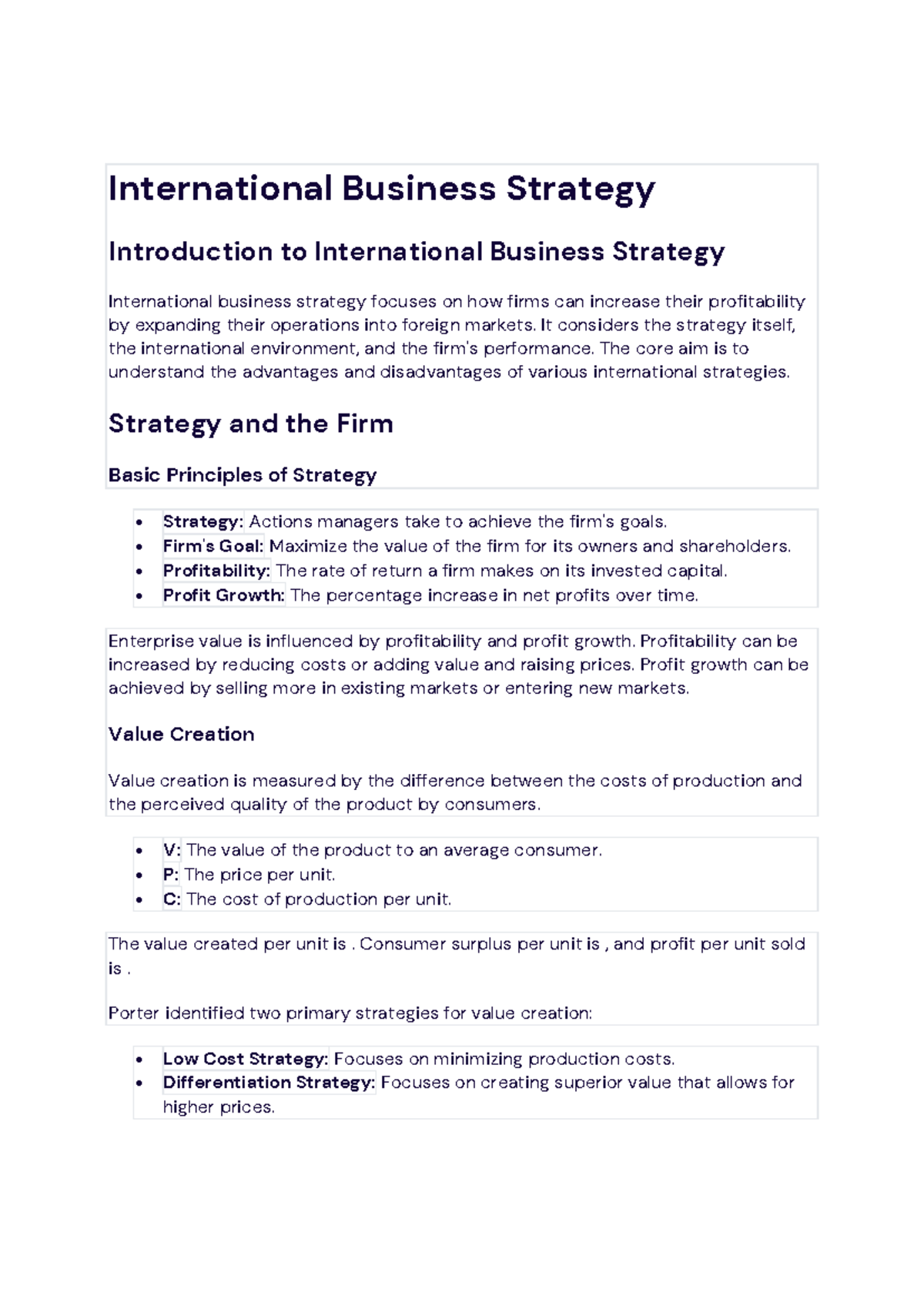 Ch13 - Summary of International Business Strategy Concepts - Studocu