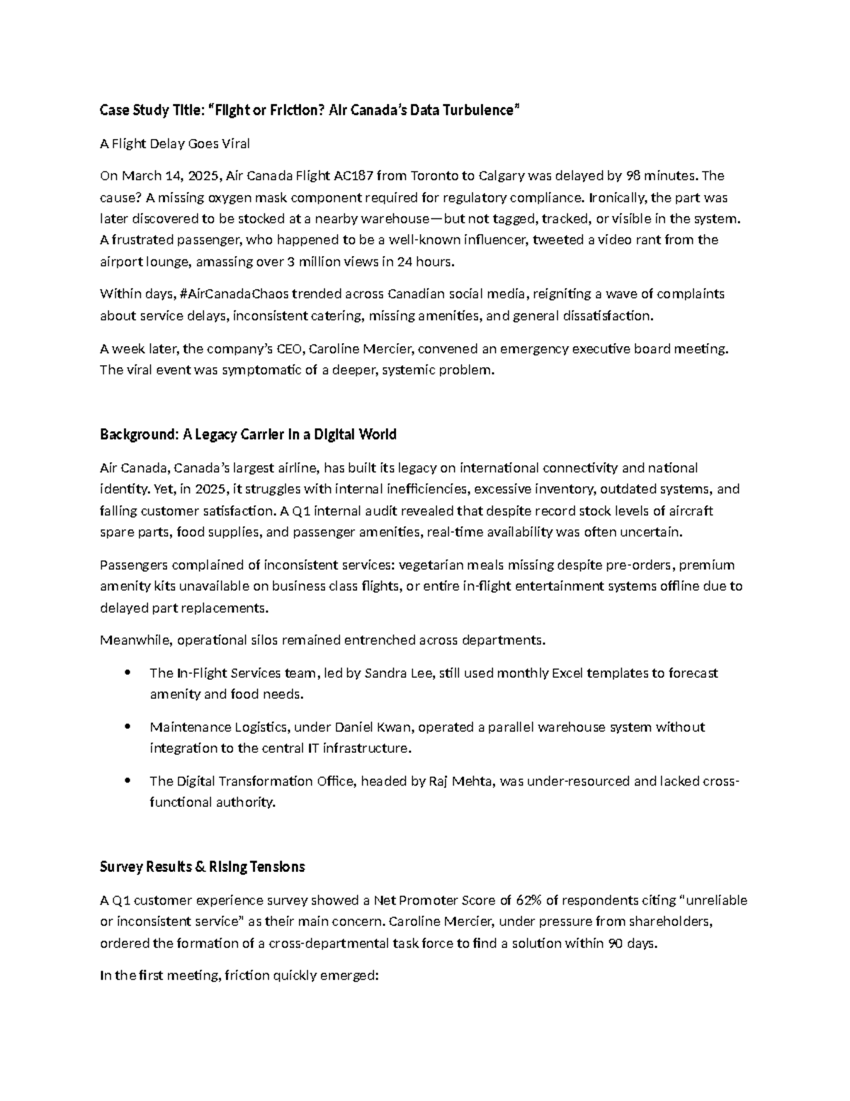 AIR Canada Case Study: Flight Delay & Viral Impact Analysis - Studocu