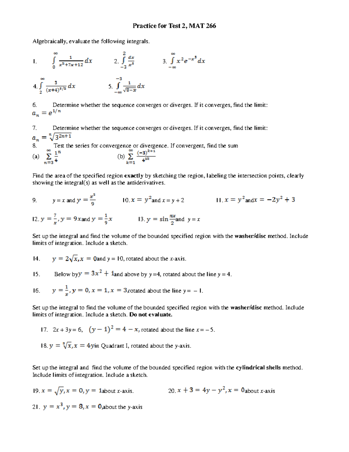 MAT 266 Exam 2 Review - Fall 2015 Practice Questions and Solutions ...