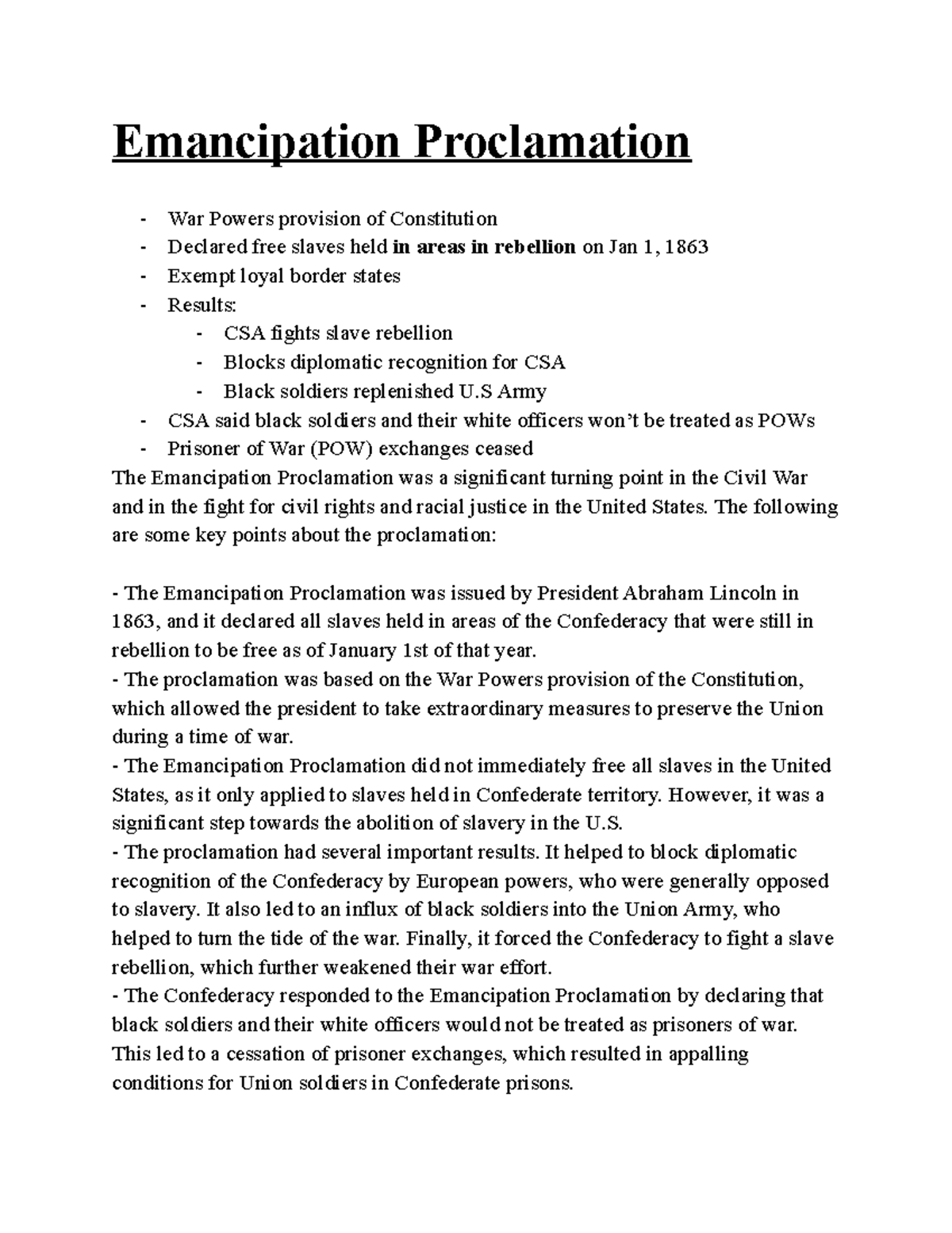222222 Emancipation Proclamation: Key Impacts and Historical ...