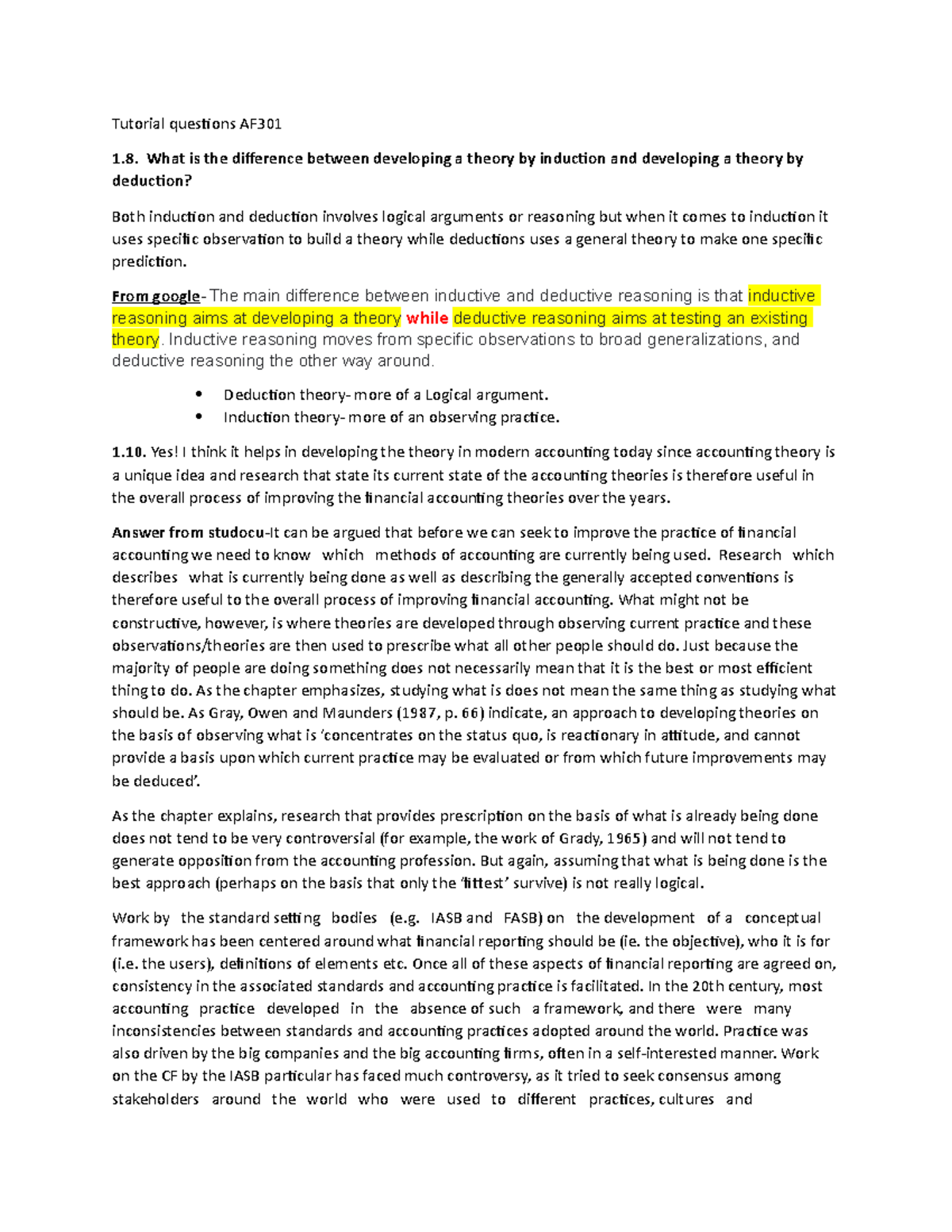 Tutorial questions AF301 SOLUTIONS - Tutorial questions AF 1. What is ...