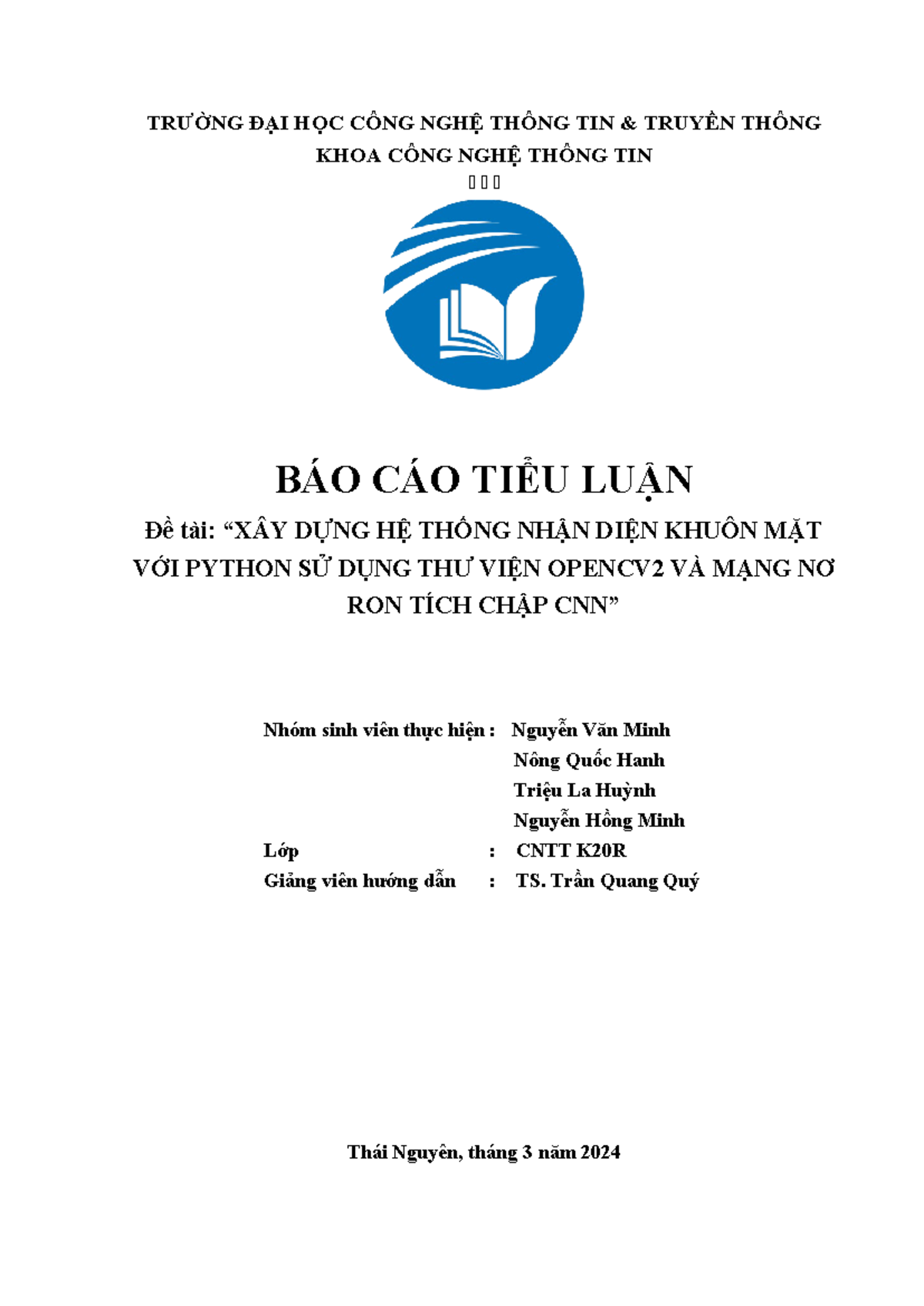 762370626 Báo cáo TIểu luận: Hệ thống Nhận diện Khuôn mặt với Python và ...